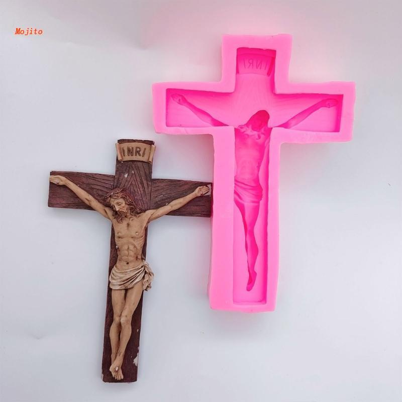 Mojito Fashion DIY Keychain Silicone Mold Crucifix Shaped Resin Mould ...