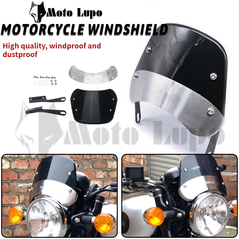 Motorcycle Windshield 5-7 inch Retro Racer Headlight Windshield ...