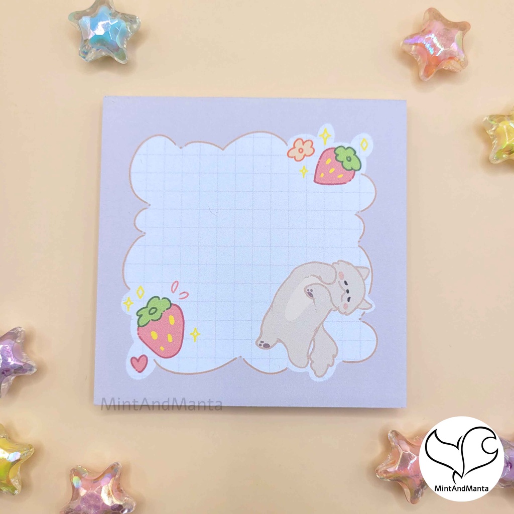Cat Strawberry Notepad | Handcrafted | Handmade | Memo pad | Aesthetic ...