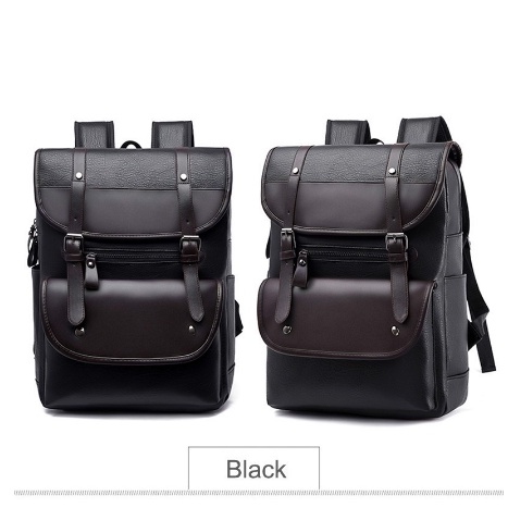 PU Leather Retro Men Business Backpack Zipper Buckle Large Capacity Bag ...