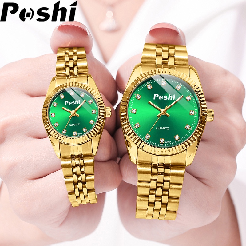 POSHI Couple Watch Automatic Dual Calendar Quartz Watch for Men Women ...