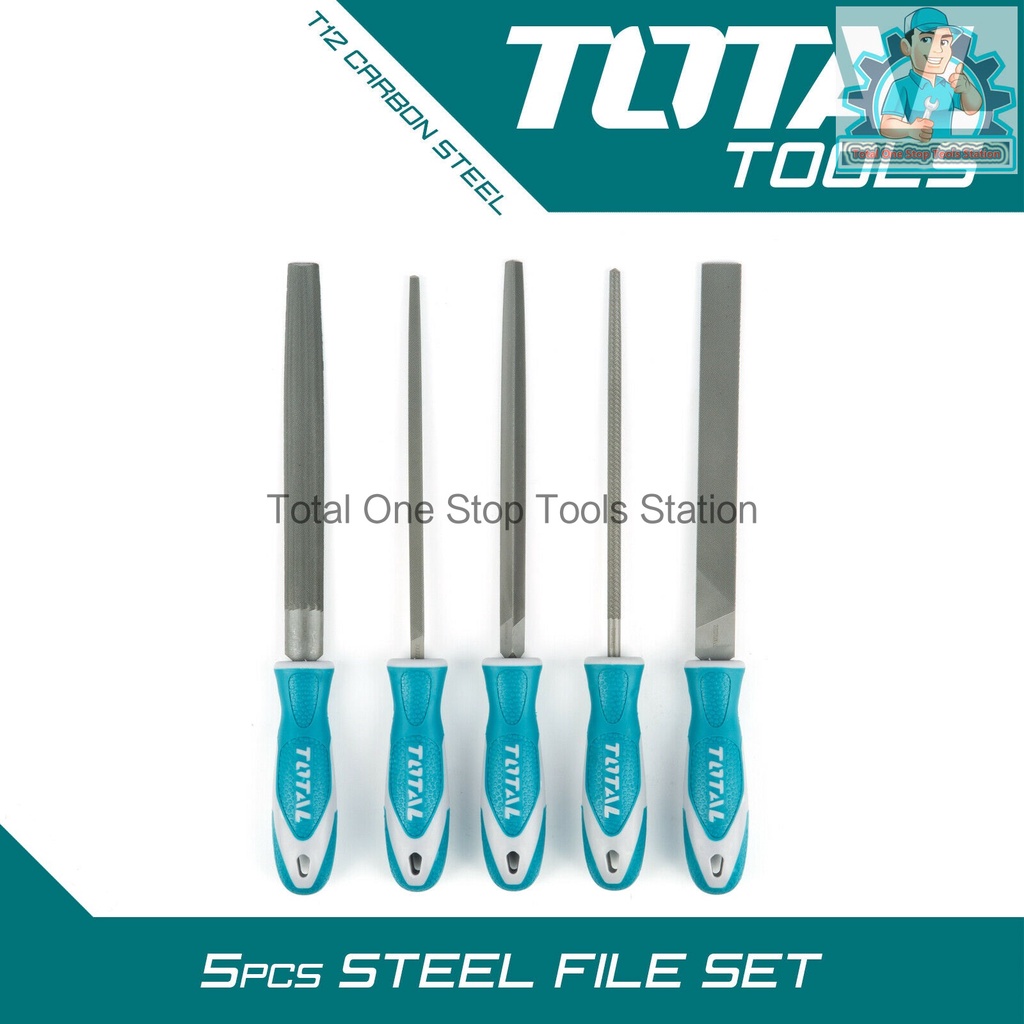 TOTAL 5pcs steel file set/8” Flat/Half round/Round/Triangle/Square ...