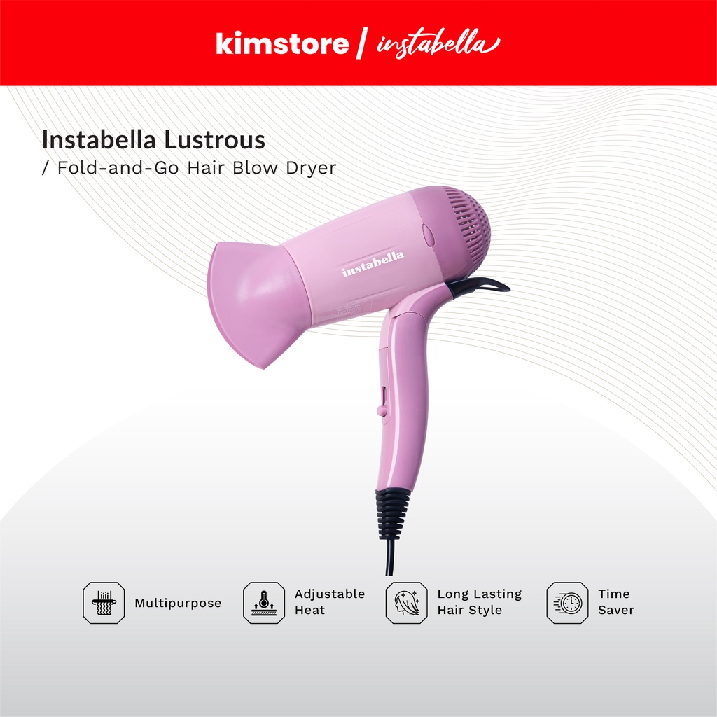 Instabella Lustrous Fold-and-Go Hair Blow Dryer HD-302 - Plum Purple ...
