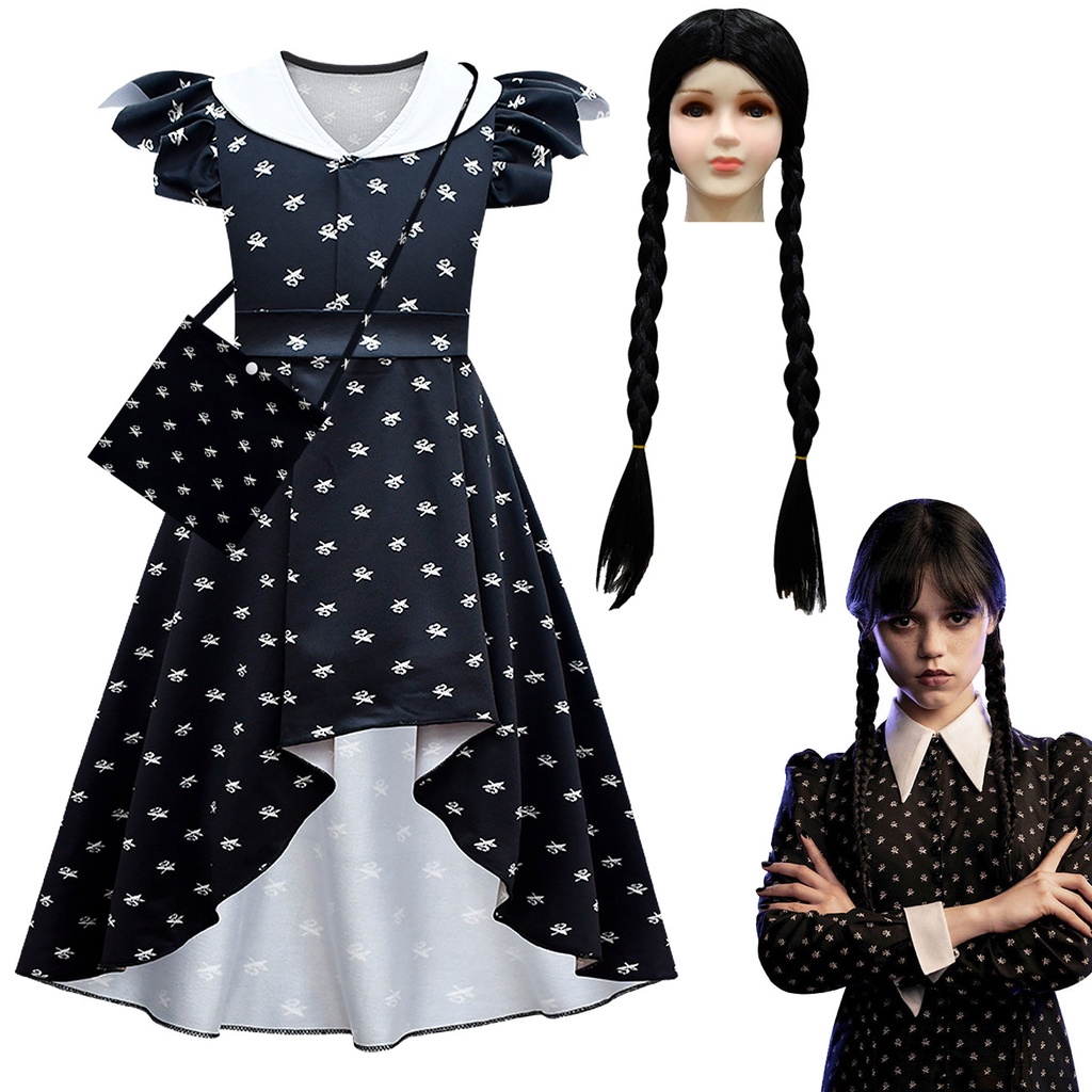 The Addams Cosplay Family Wednesday Addams Cosplay Costume Halloween ...