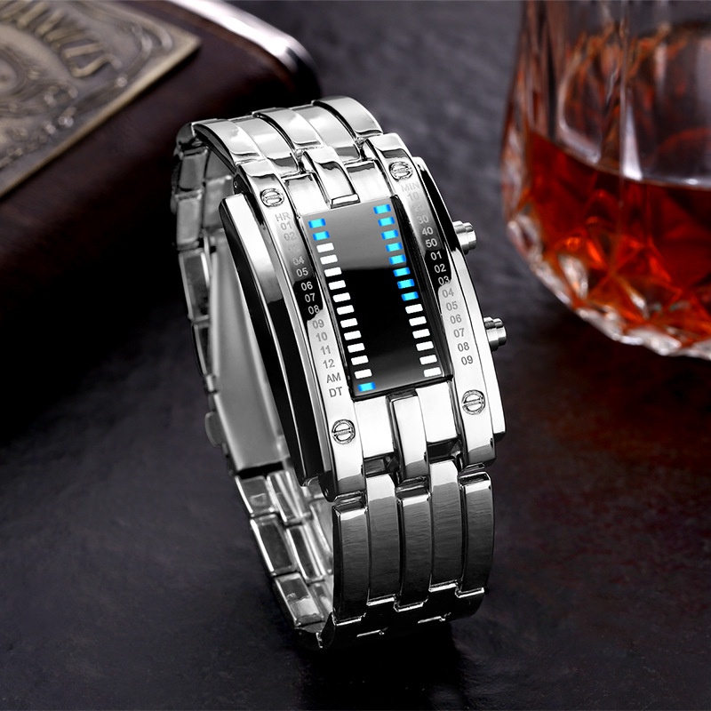 Electronic Waterproof Sport Binary LED Watch Binary.Clock Watches Men's ...