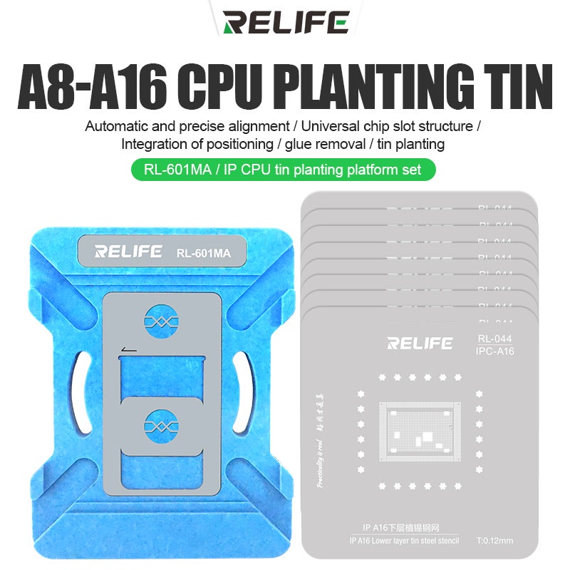 RELIFE RL-601MA A8-A16 CPU planting tin Universal Reballing Stencil ...