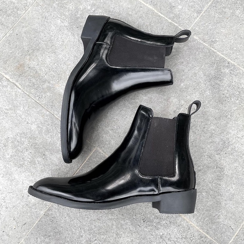 Men's Height Increasing Sole Patent Leather Boots, Elegant Chelsea Boot ...
