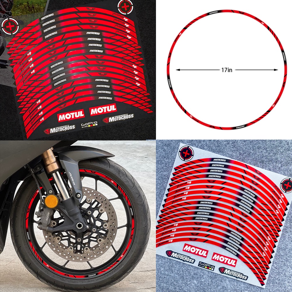 16PCS 17 inch Motorcycle Reflective Wheel hub Stickers Universal ...