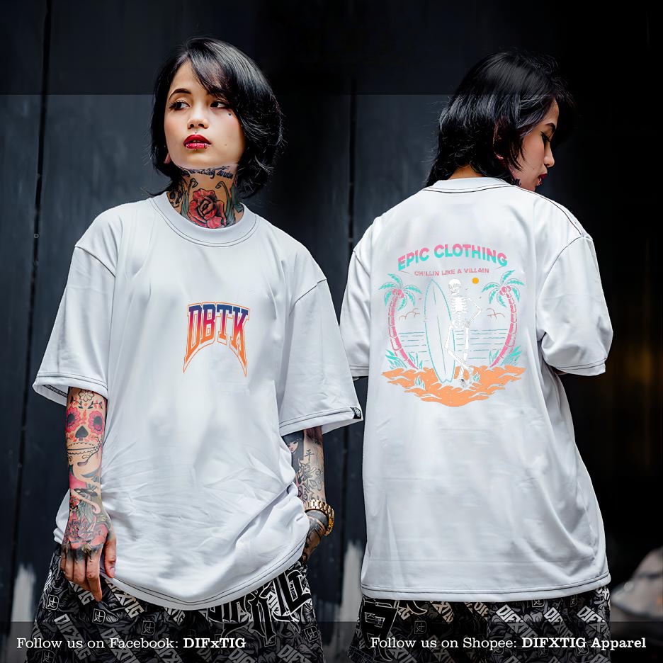 DBTK ORIGINAL shirt Black and White Vintage Skull Oversized Crew Neck ...