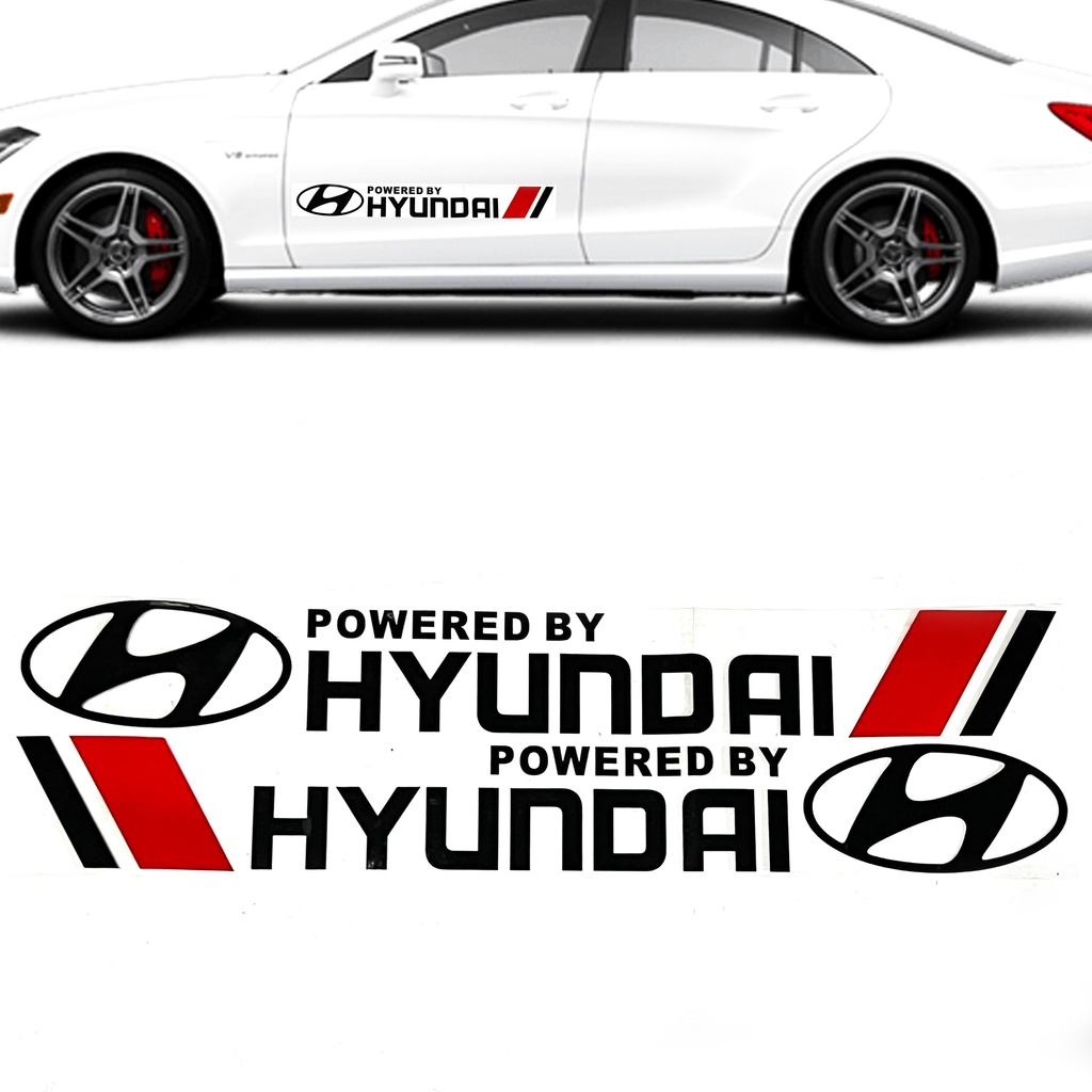 HYUNDAI 2pcs Car logo Universal Styling Door Side Sticker Long Letters ...