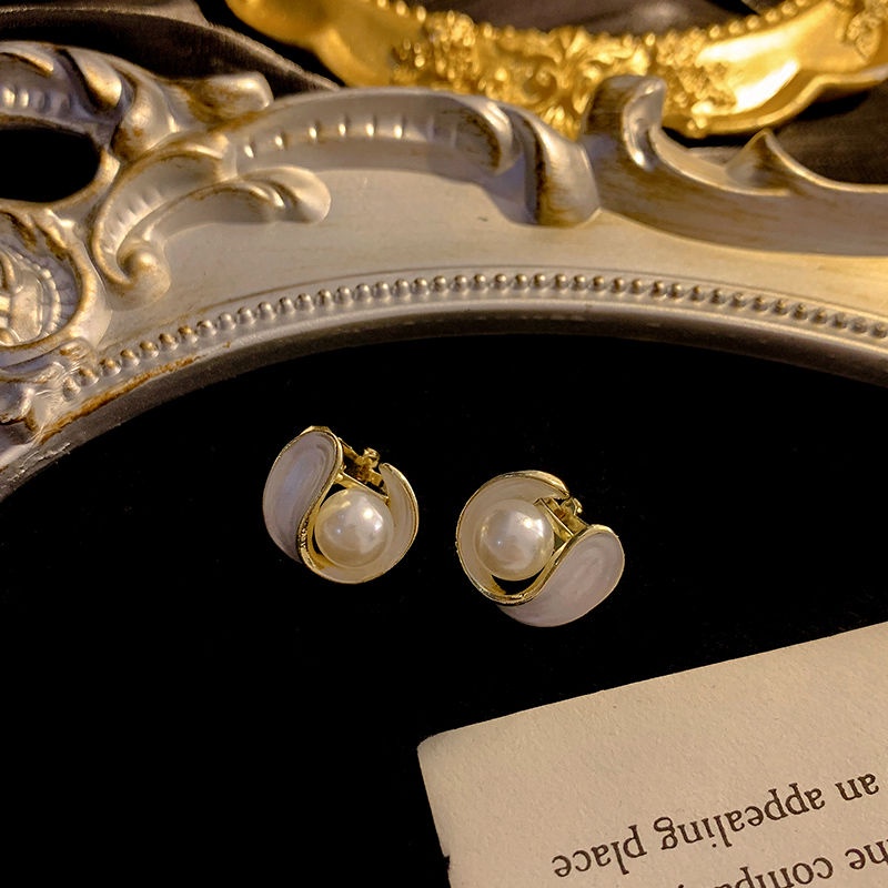 Pearl Ear Clip Set Korean Luxury Jewelry 925 Silver Earrings Without ...