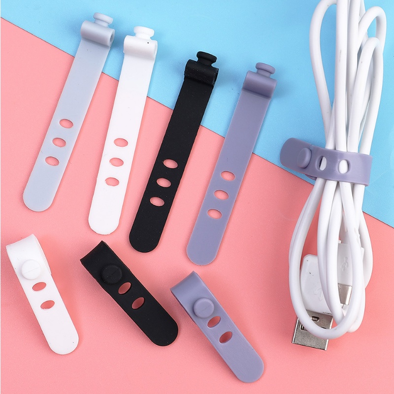 1/5Pcs 3 Holes Cable Winder Cord Clip / USB Wire Strap Silicone Tie ...