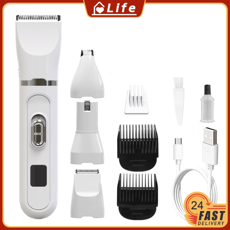 4 IN 1 Rechargeable Pet Cat Dog Hair Razor Trimmer Grooming Kit ...