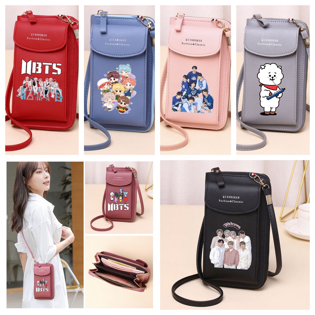 BTS Crossbody Bag Sling Bag Student Mobile Phone Bag Shoulder Bag Korean BT21 Long Wallet ...