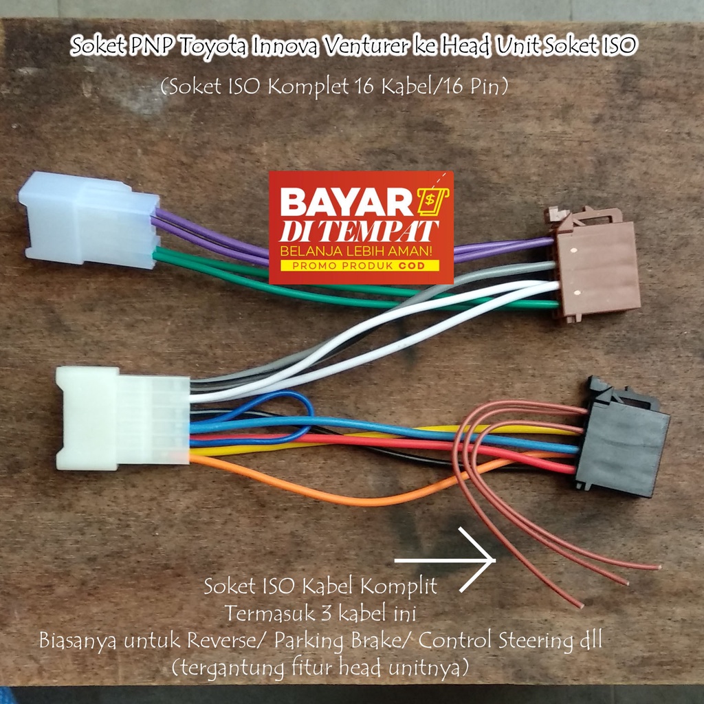 Toyota Innova Venturer PNP Socket To Head Unit ISO Full 16-wire ...