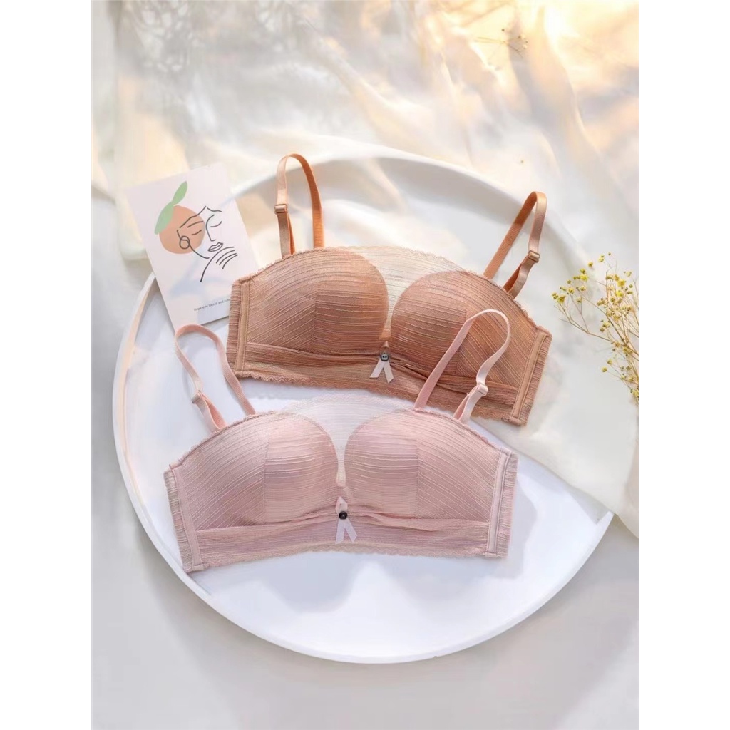 Small chest gathered bra non-slip strapless invisible bras girl ...
