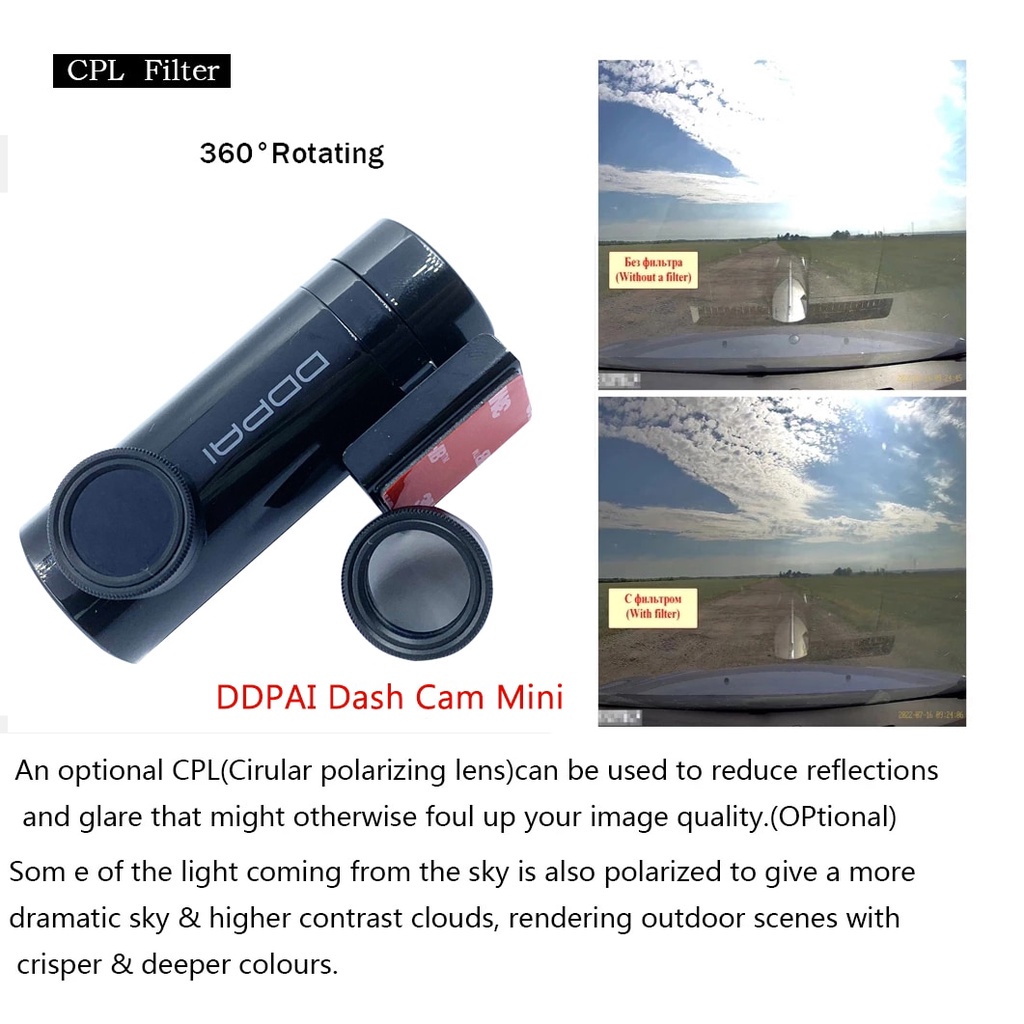 FOR DDPAI Dash Cam Mini Filter CPL DDPAI Accessory Set Static 3M ...