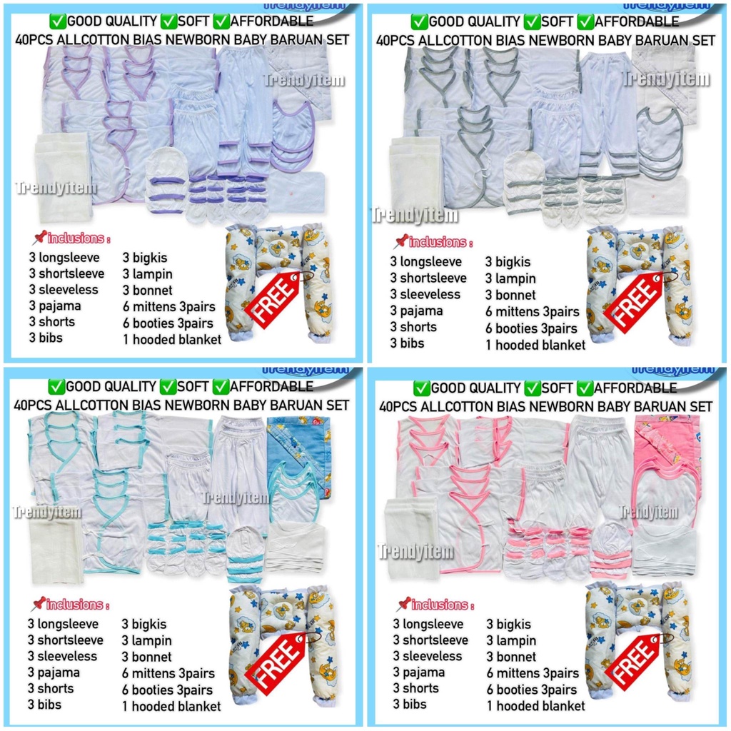43 pcs Cotton Newborn Baruan Set 8colors available WITH BOLSTER SET ...