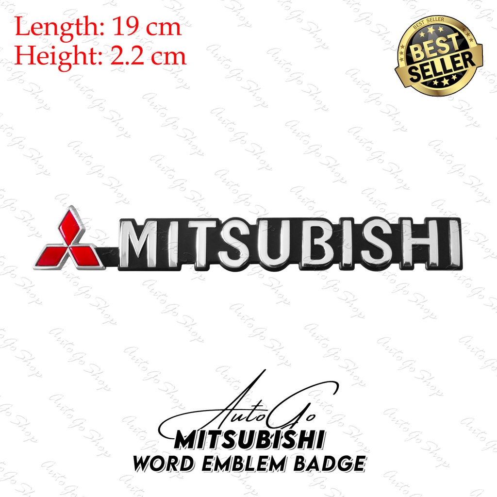 MITSUBISHI Word Emblem Badge (Chrome / Black / Red) Size 19 cm | Shopee ...