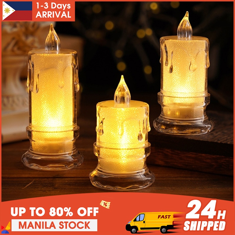 LED Flameless Glowing Candle Flickering Light Romantic Crystal Candles ...