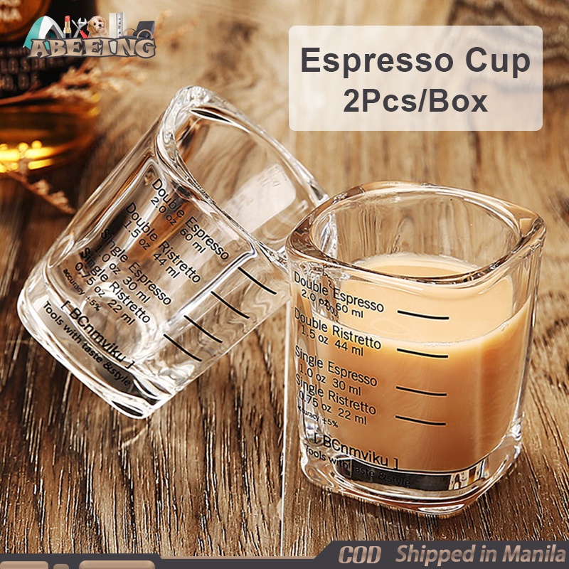 2 Pack Espresso Cup 60ml Measuring Cup 2-Ounce for Barista Coffee ...