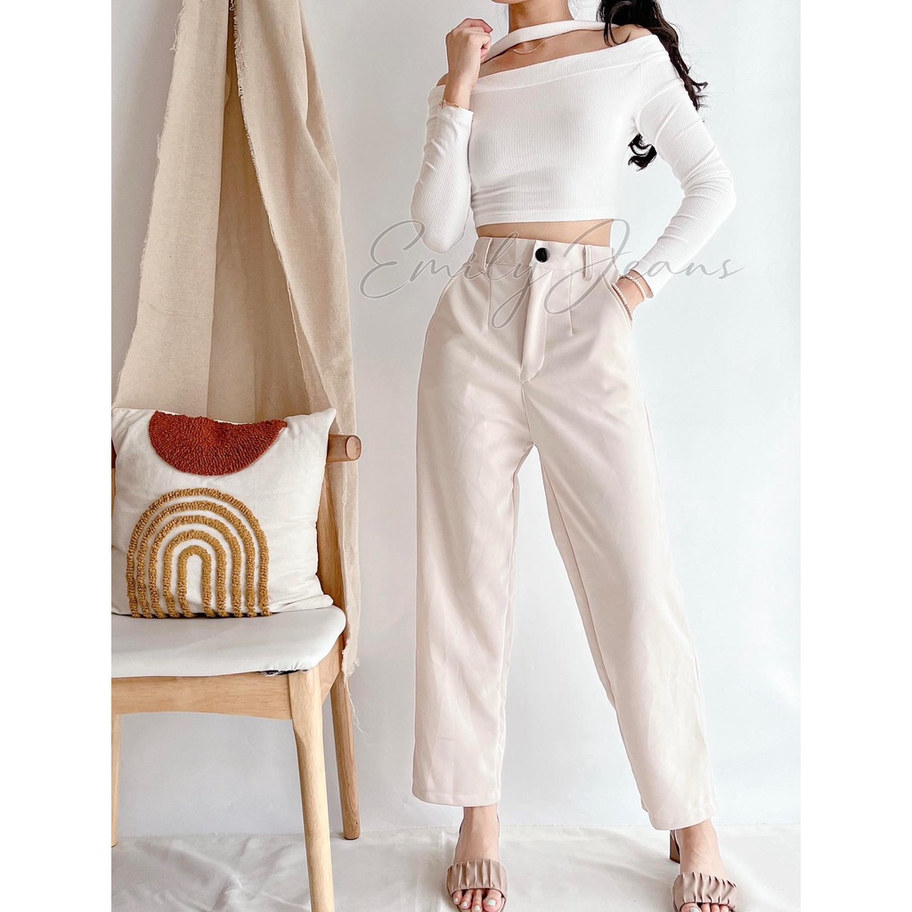EMILY Korean Dupe High Waist Loose Fit Trouser Pants Wide Leg 10940 ...