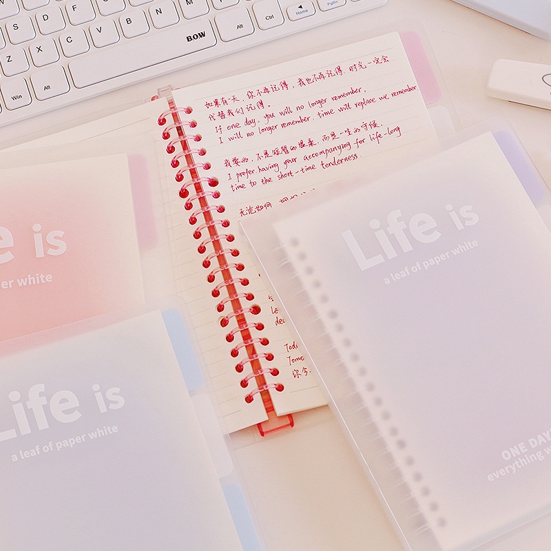 Life is Dreamy Frosted Clear binder with loose leaf and divider 20/26 ...