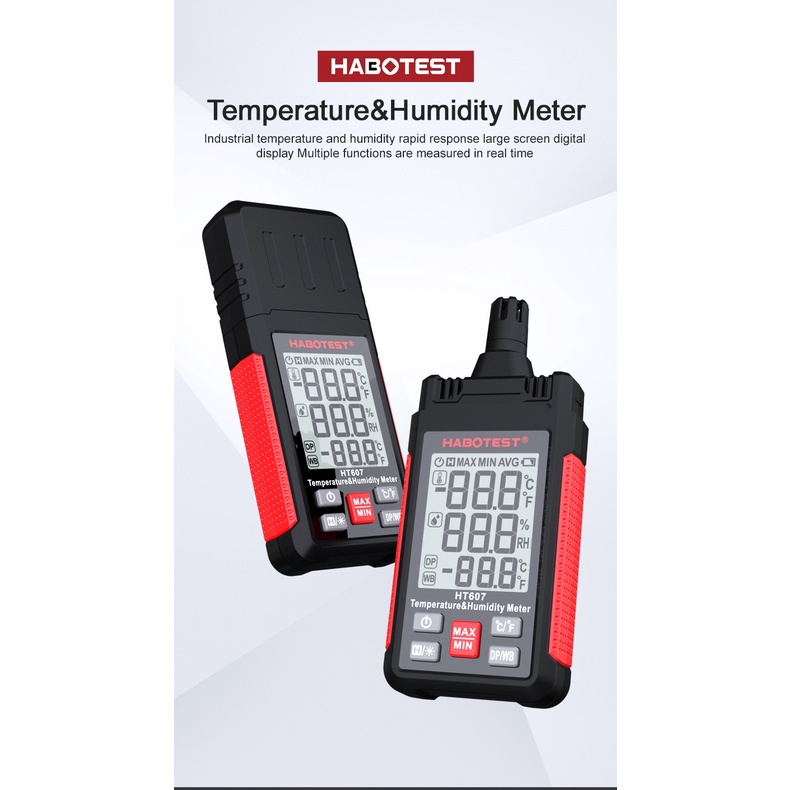 Digital Psychrometer Industrial Temperature Humidity Meter Handheld LCD ...