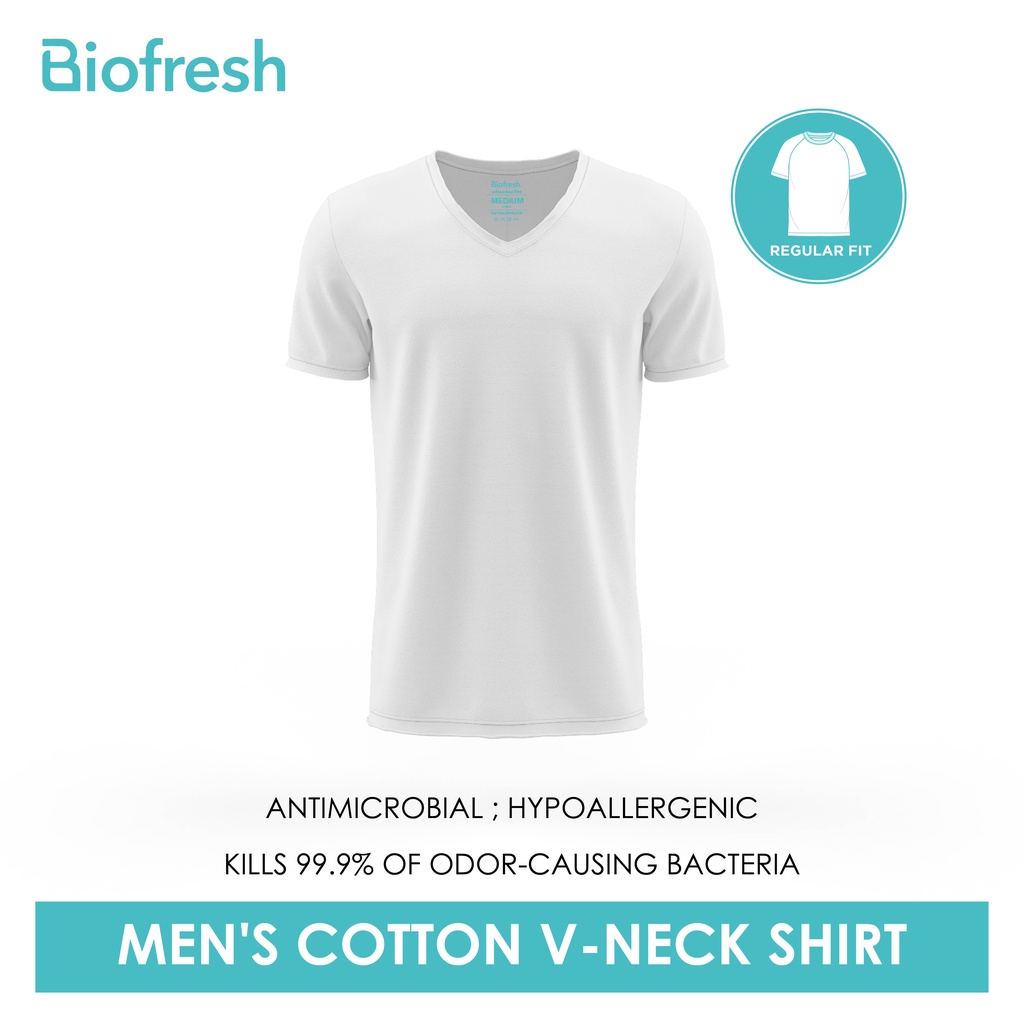 Biofresh Men's Antimicrobial Cotton Classic Regular Fit V-Neck Shirt 1 ...