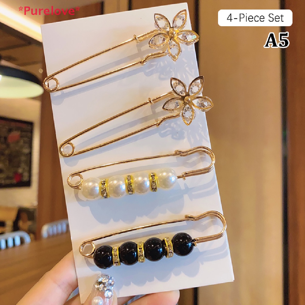 Purelove> 4/6Pcs Women's Clothing Brooch Set Pearl Rhinestone Brooches ...