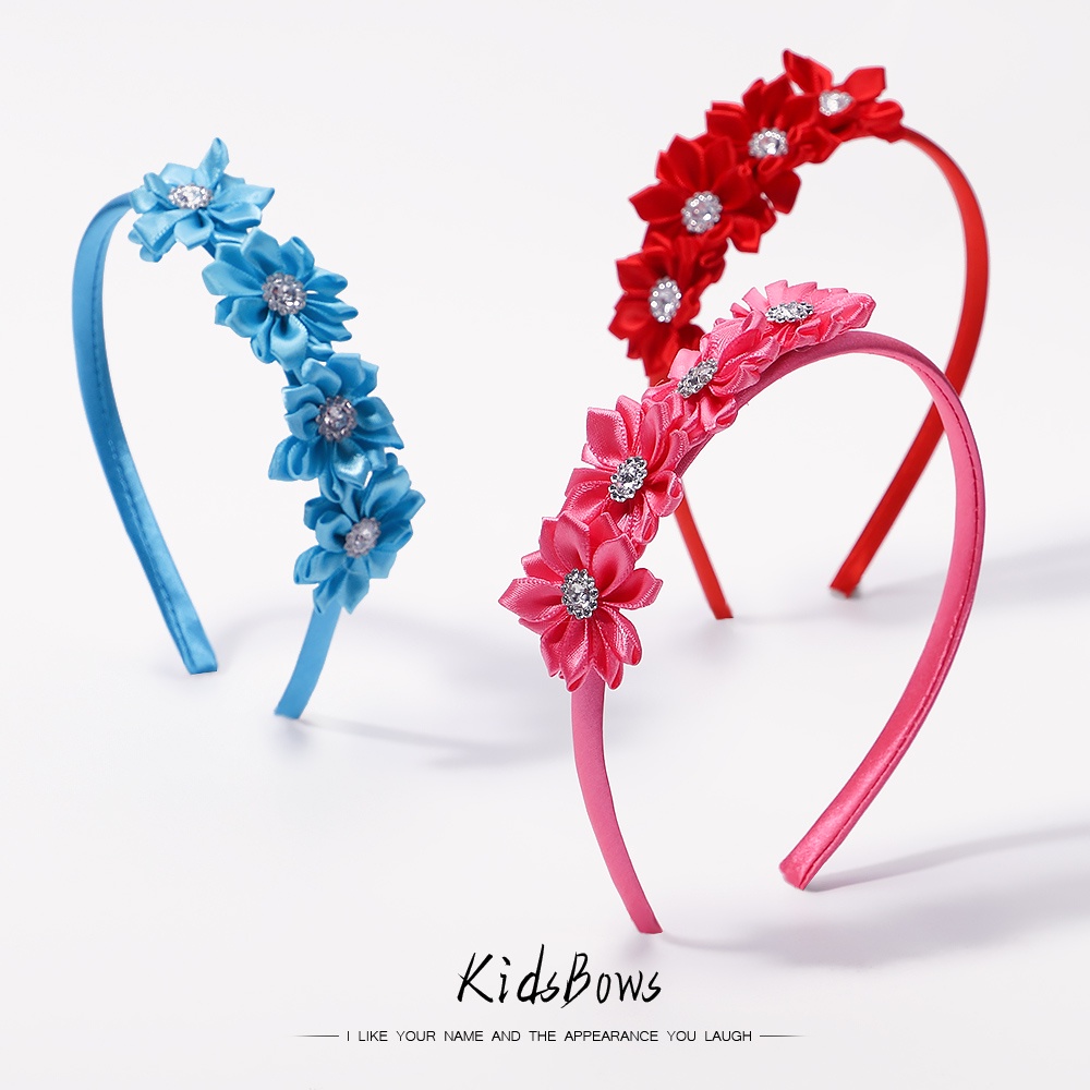 1Piece New Solid Color Zircon Flower Head Hoop Hair Accessories ...