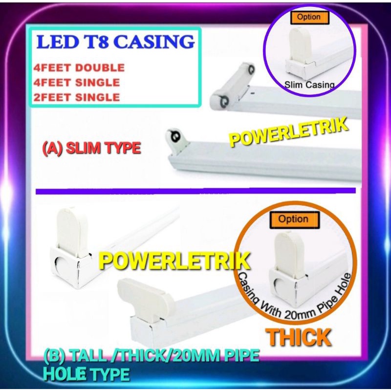 T8 SLIM/THICK (4FEET/2FEET)SINGLE DOUBLE LED CASING FITTING/ARVELUOR ...