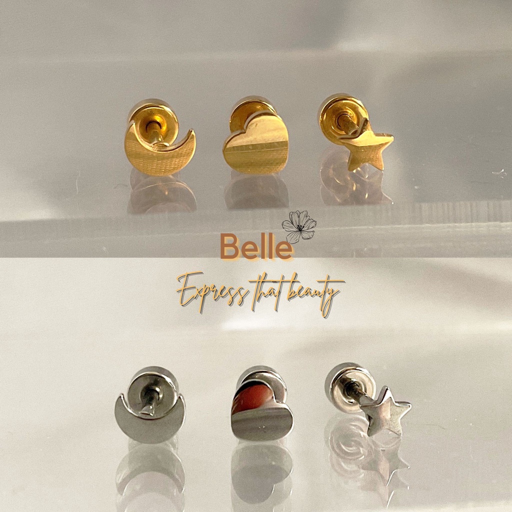 (Sold per piece) PVD-plated Stainless Steel Hypoallergenic Shapes De ...