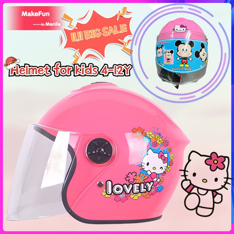 Pink Girls Cartoon Helmet For Big Kid Half Full Face motorcycle Child ...