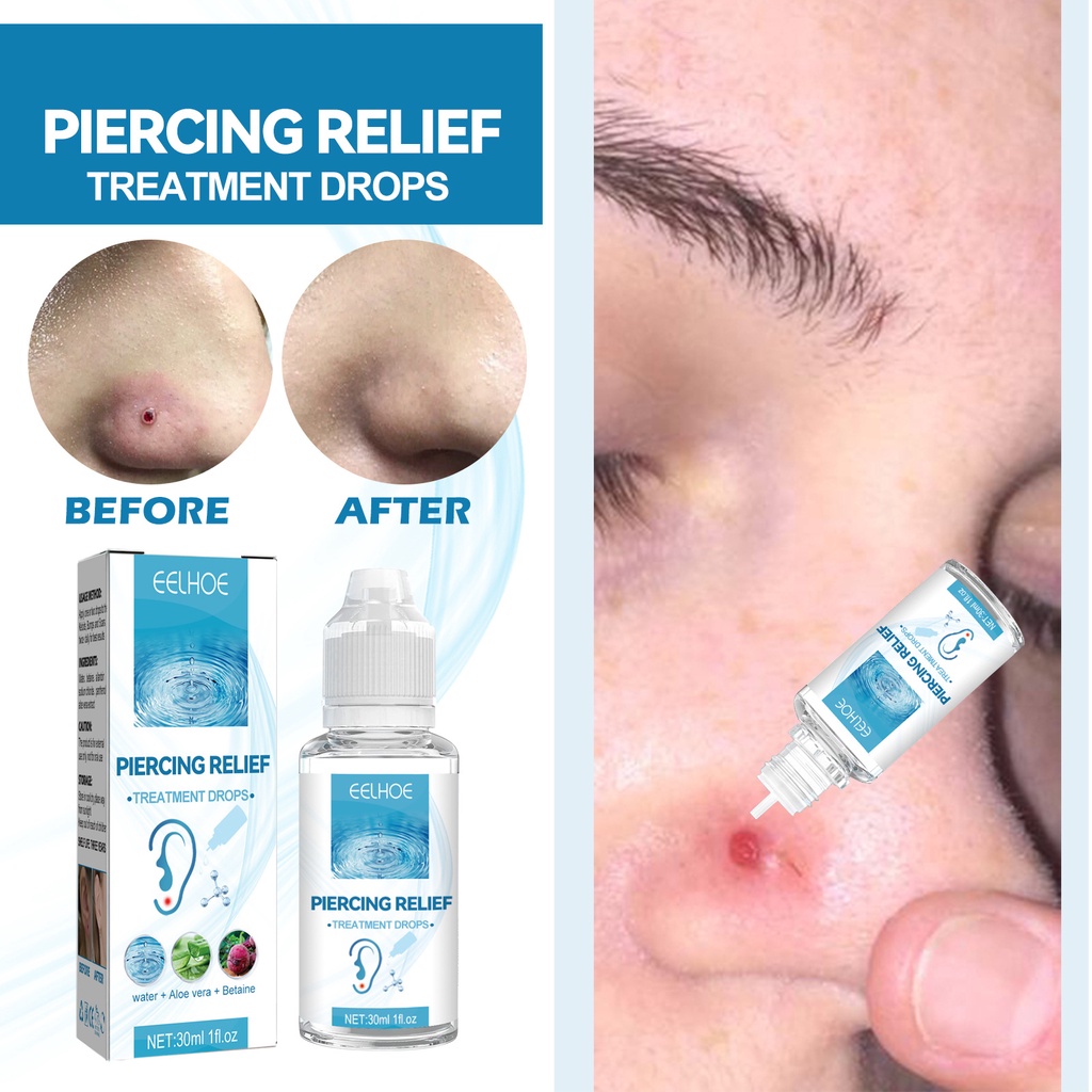 EELHOE Ear Hole Cleaning Solution Care Liquid Piercing Perforation ...