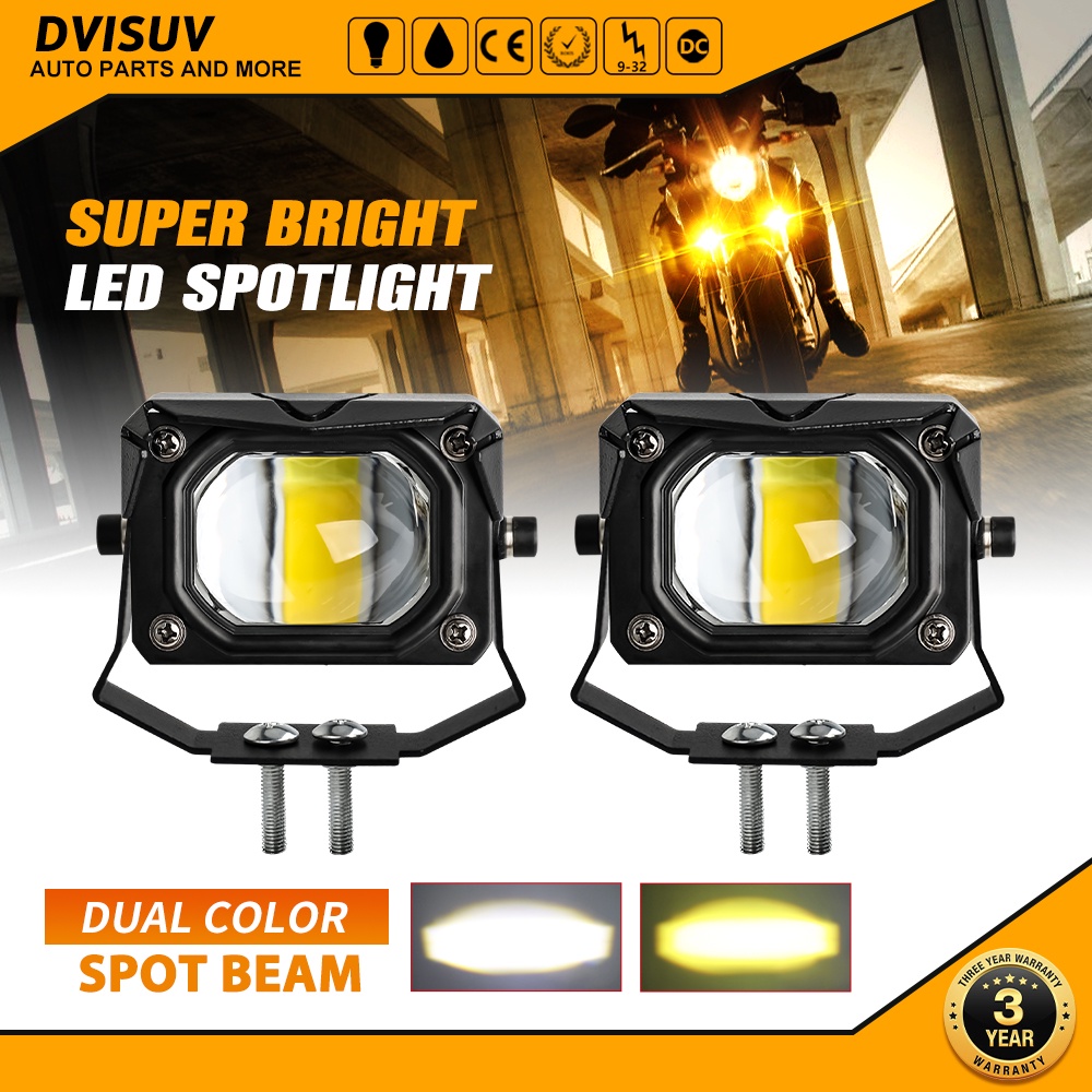 3inch Square LED Work Light Bar Dual Color 3500K 6500K White Yellow Fog Headlamp Motorcycle ...