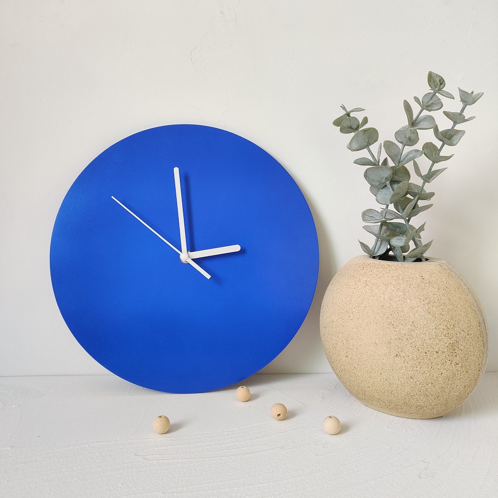 INS Retro Klein Blue Wall Clock Nordic Wooden Mute Clocks Studio ...