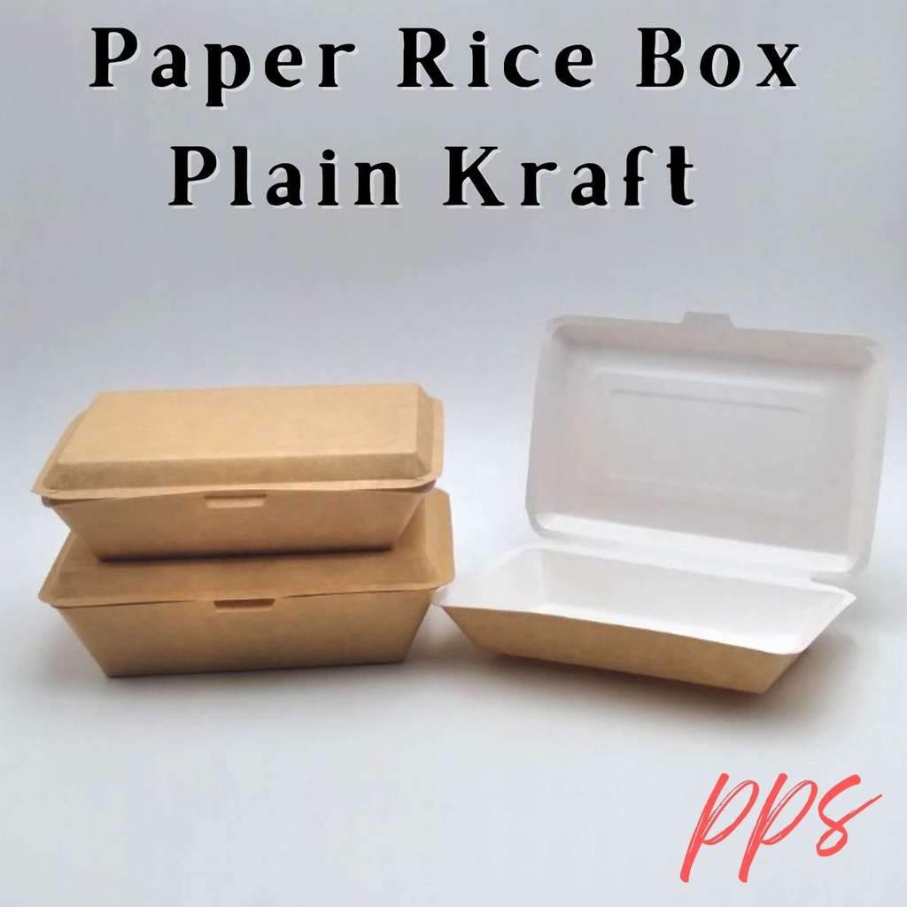 50pcs Paper Rice Box Plain Kraft (280ml/400ml/550ml) | Shopee Philippines