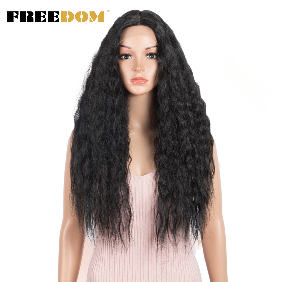 FREEDOM Synthetic Lace Front Wigs Ombre Grey Curly Lace Wig 28 inch ...