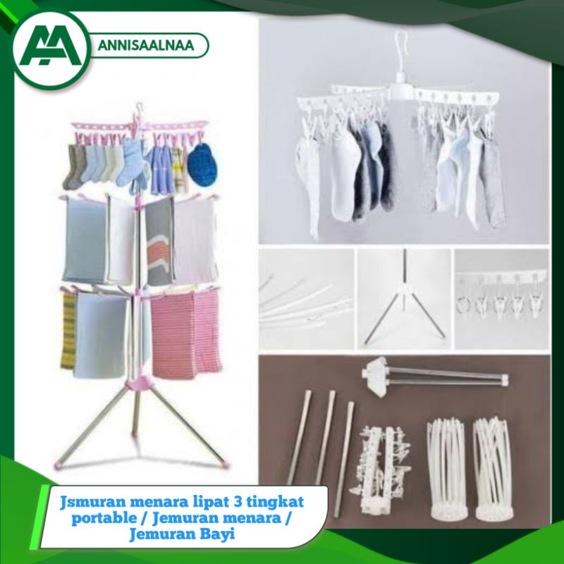 Portable 3-level Folding Tower Clothesline/Baby Clothesline Rack ...