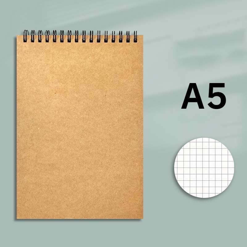 80Sheets Vertical Spring Notebook Thick Kraft Paper Notepad School ...