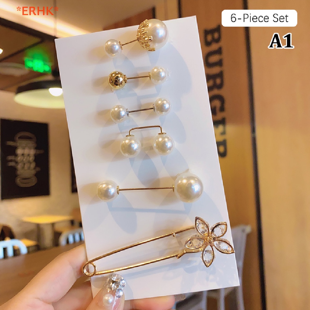 QrhYK> 4/6Pcs Women's Clothing Brooch Set Pearl Rhinestone Brooches ...