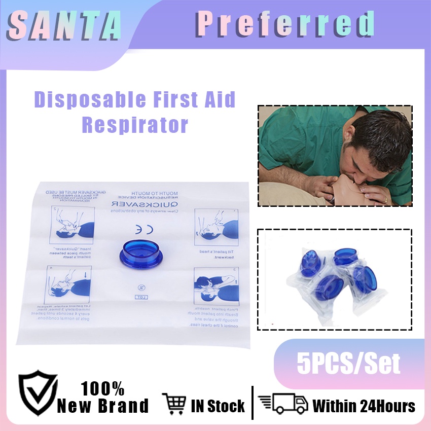5Pcs Disposable CPR Face Shield One way Valve First Aid Respirator ...