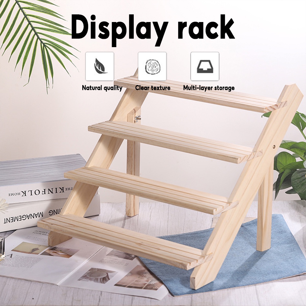 4-layer Display Storage Rack Indoor and Outdoor Solid Wood Plant Rack ...