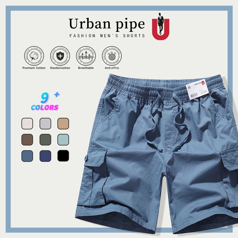URBAN PIPE 6 Pocket Cargo Shorts For Men Knee-Length Buttons Drawsting ...
