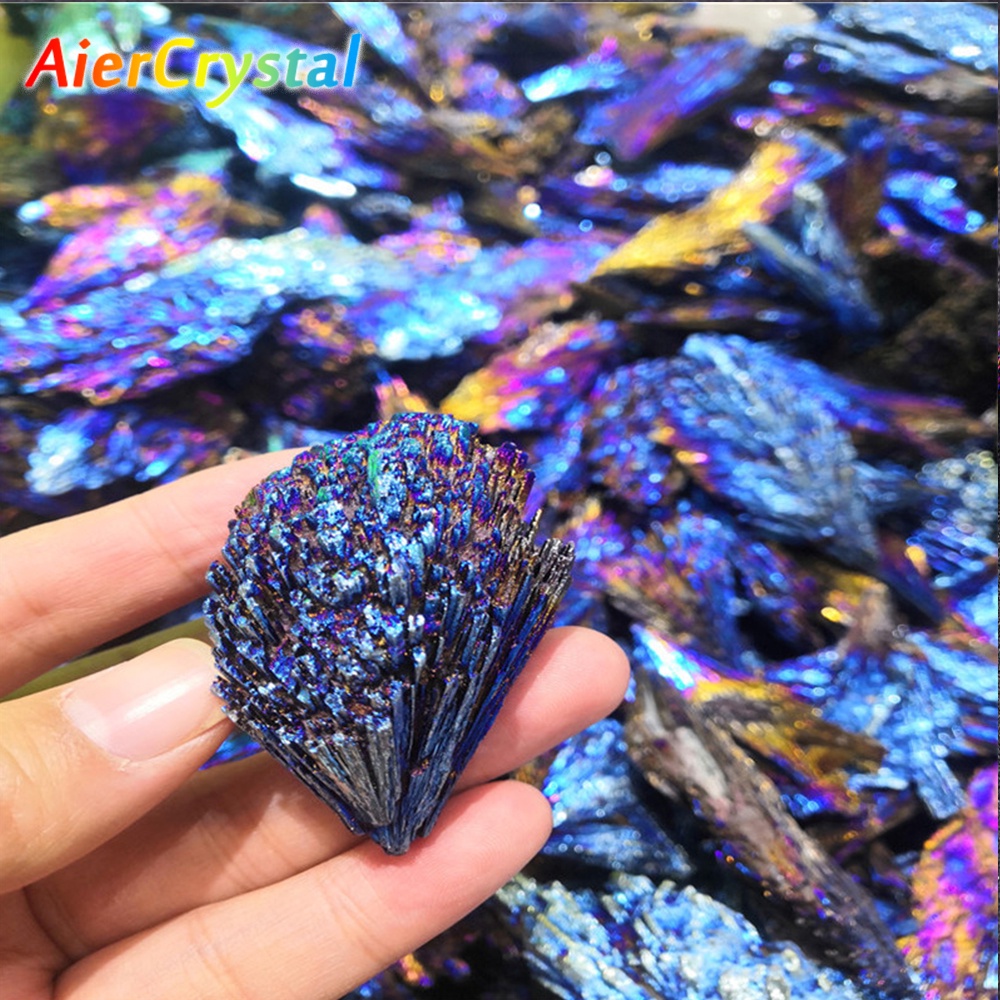 Natural Black Cut Tourmaline Plating Quartz Titanium Coated Crystal ...