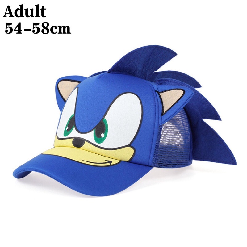 2024 Cartoon Sonic The Hedgehog Hat Blue Sonic Kid and Adult Mesh Cap ...