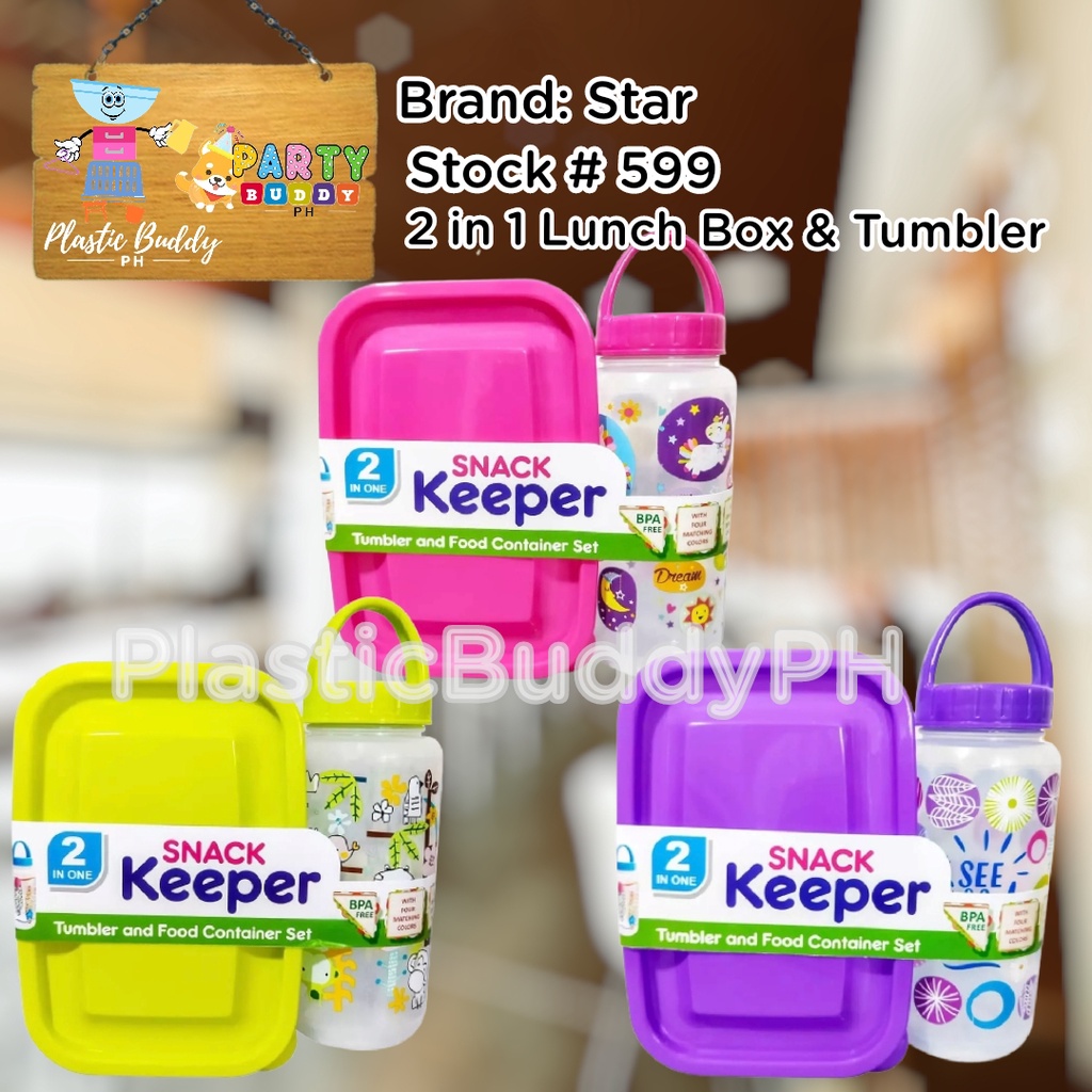 W599 Star [COD] 2 in 1 Food Container with Tumbler Lunch Box Snack ...