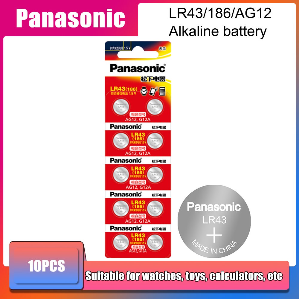 Panasonic LR43 1.55v 186 Ag12 Watch Clock Pilas Battery SR43W Coin ...