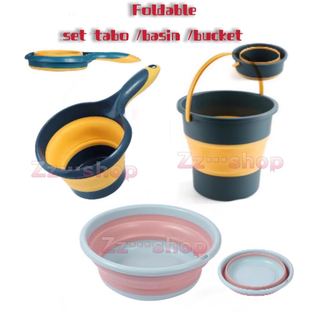 3in1 set Foldable Water Dipper TABO/BASIN lager/Bucket | Shopee Philippines